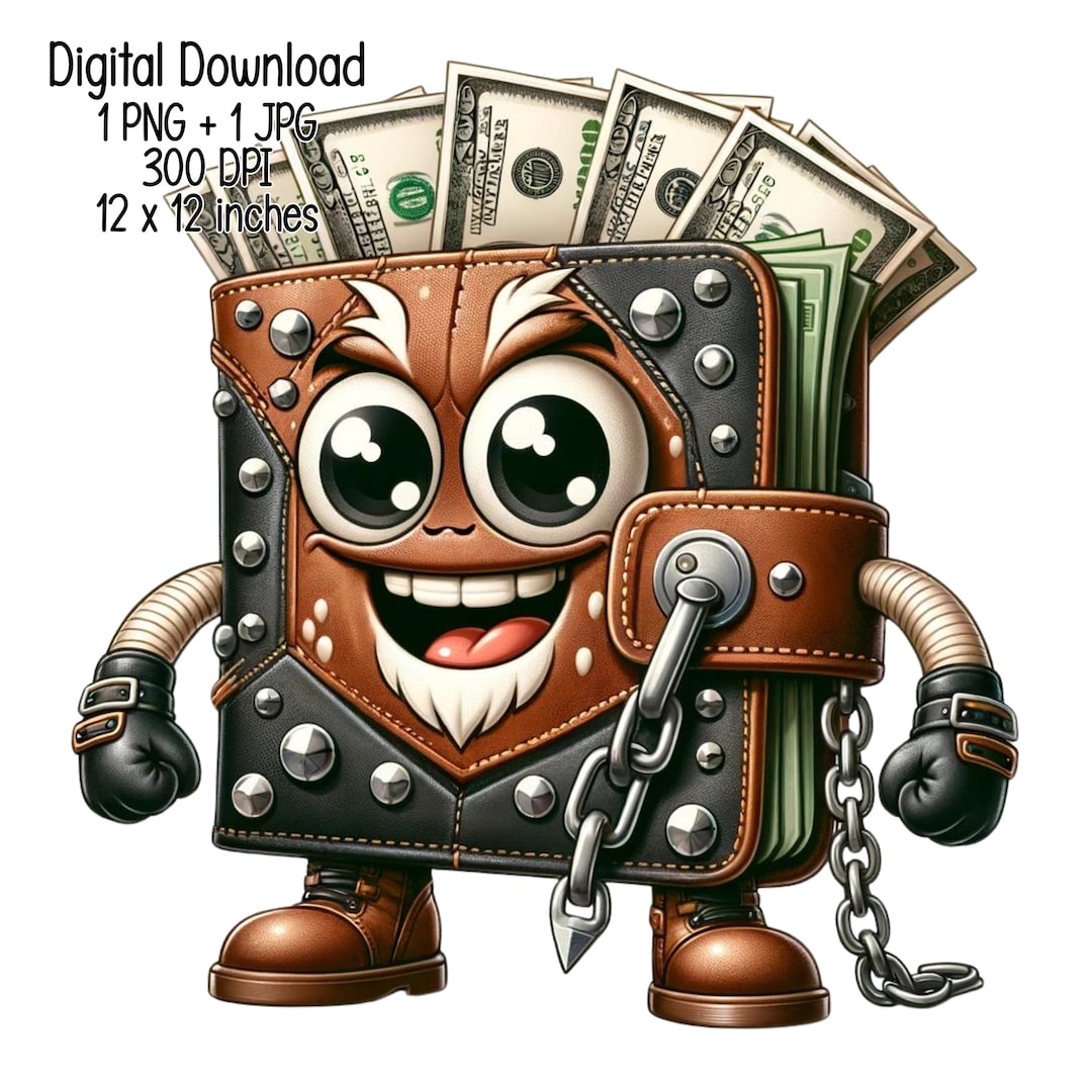 Biker Dad's Wallet Clipart Illustration Rich Dad Vibes Commercial Use ...