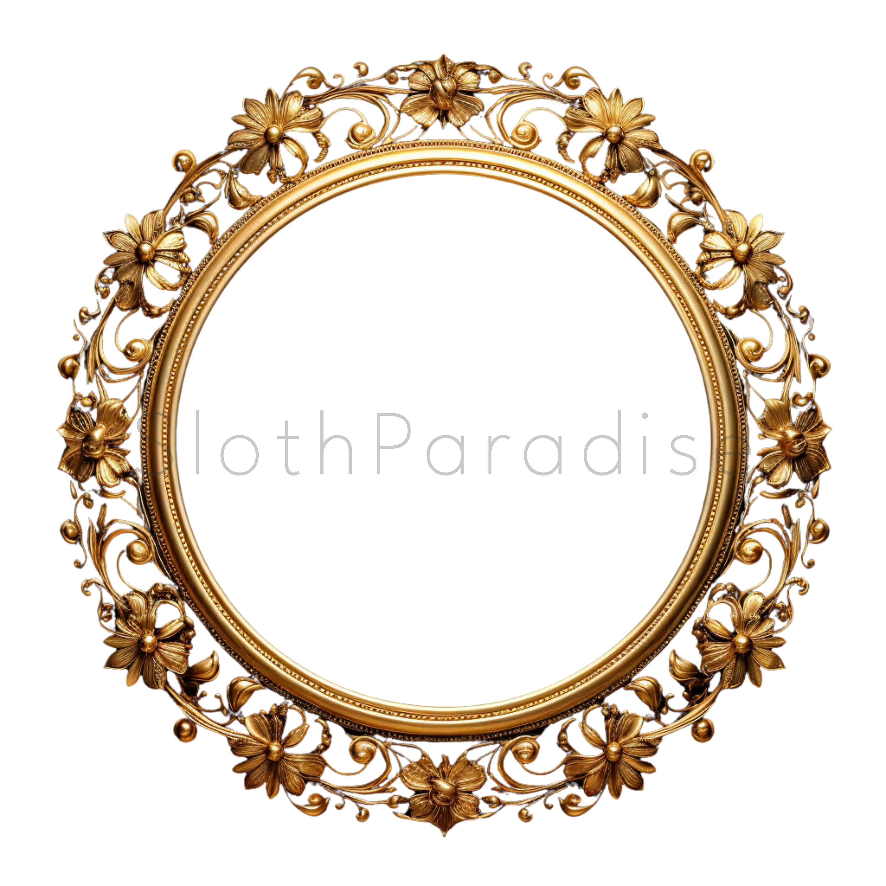 19 PNG Golden Round Frames Transparent Clipart Digital Download ...