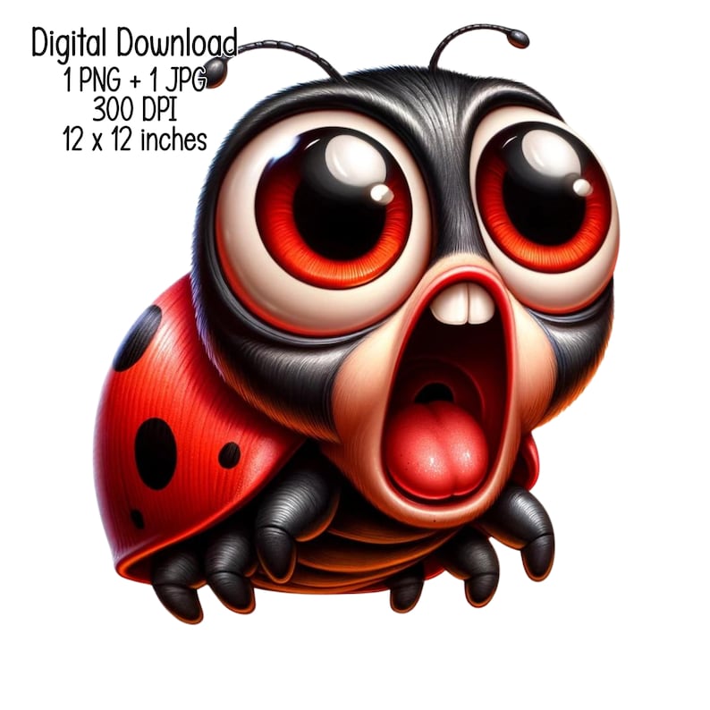 Surprised Lady Bug Clipart Illustration Digital Download Clipart PNG ...