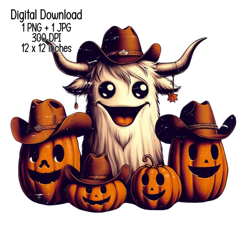 Texas Halloween Longhorn Ghost Pumpkins Transparent PNG JPG Clipart ...