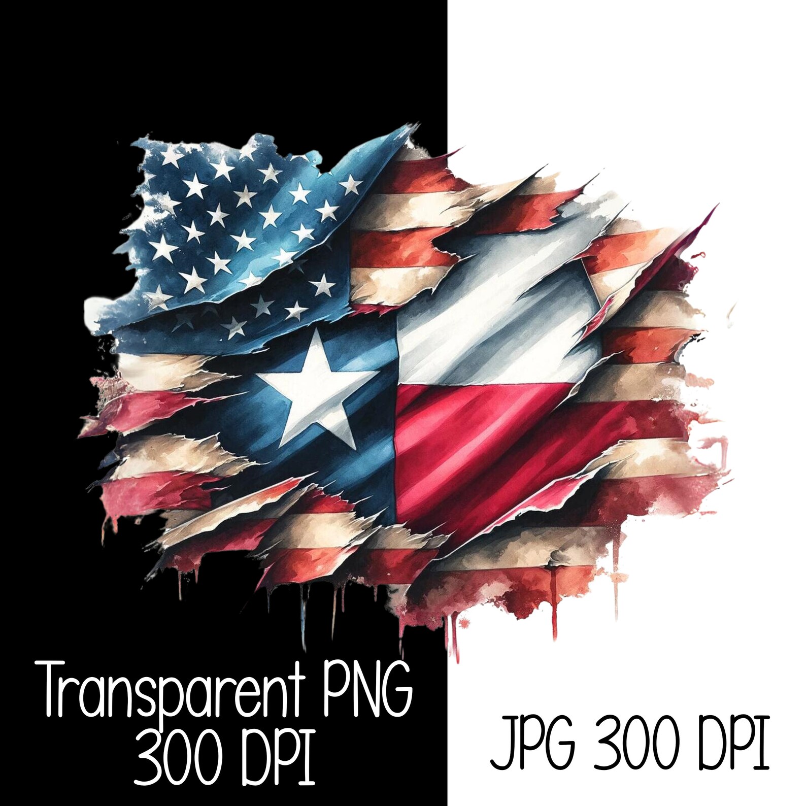 USA and Texas Flag, Support Texas Flag Digital Download, Illustration ...