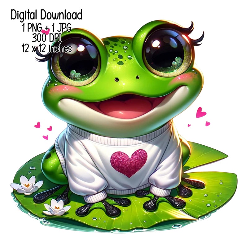Funny Humorous Cute Frog in the Pond Digital Download Frog Illustration ...