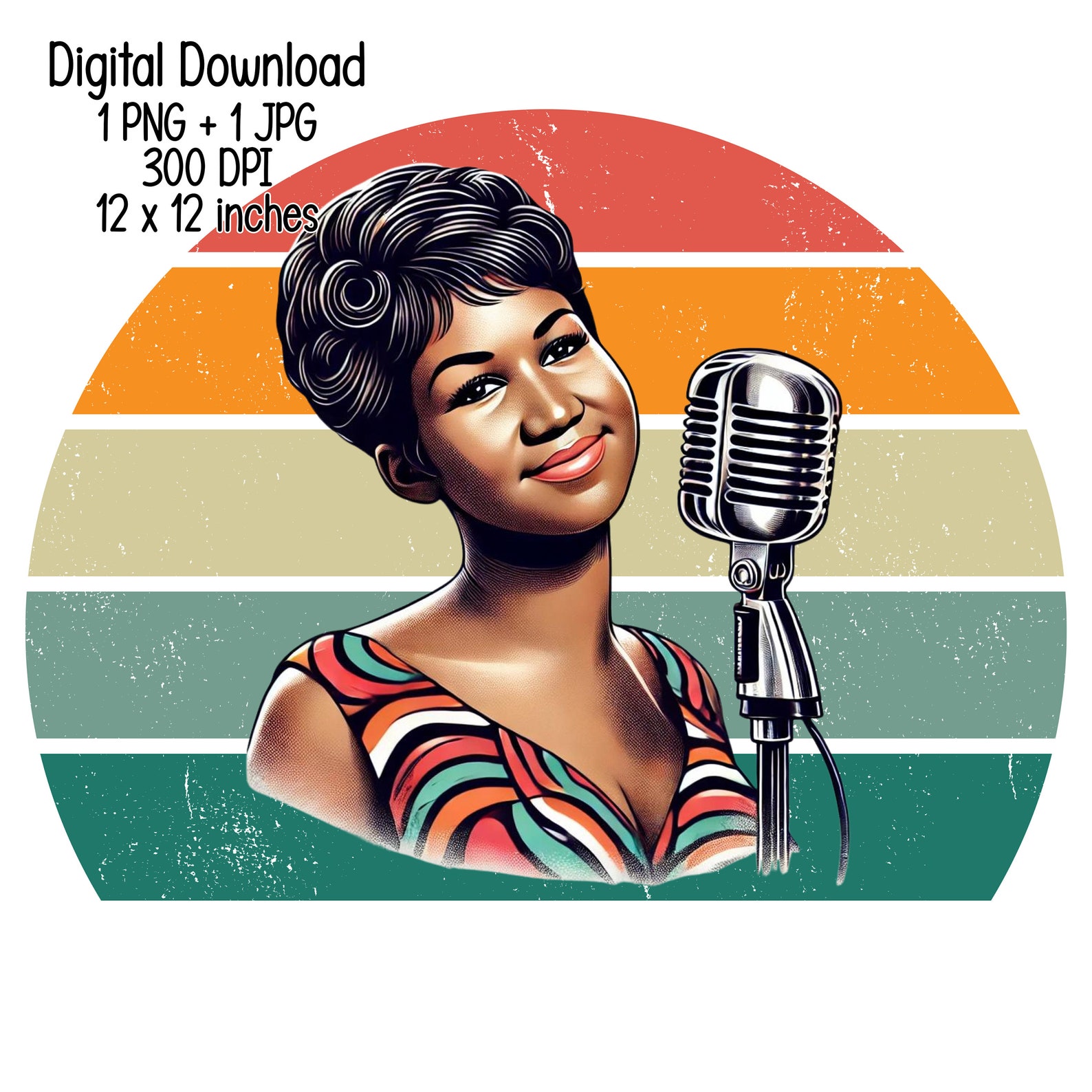Retro Aretha Franklin Music Legend T-shirt Design Digital Download ...