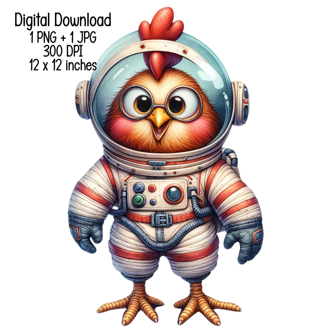Astronaut Hen Adorable Cosmos Watercolor Clipart Illustration ...