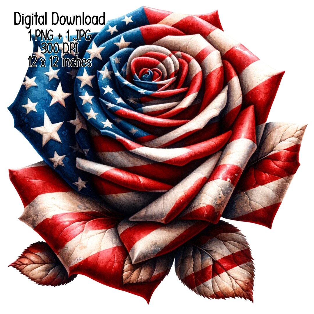 Rose in USA Flag, National Flower, Digital Download, Cowboy Hat T-shirt ...