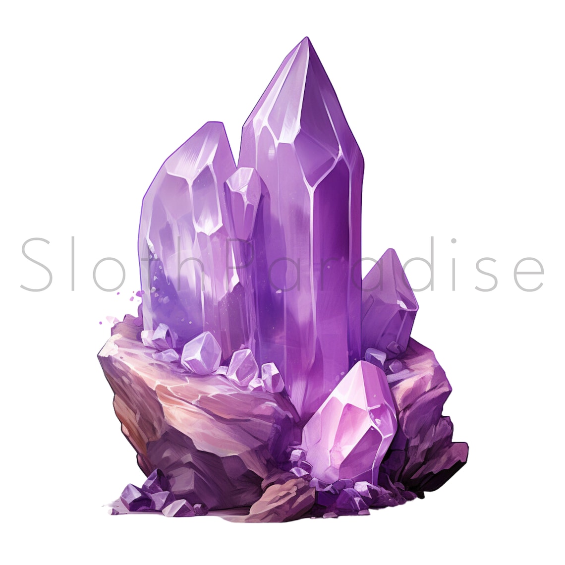 18 PNG Amethyst Crystal Transparent Watercolor Clipart Digital Download ...