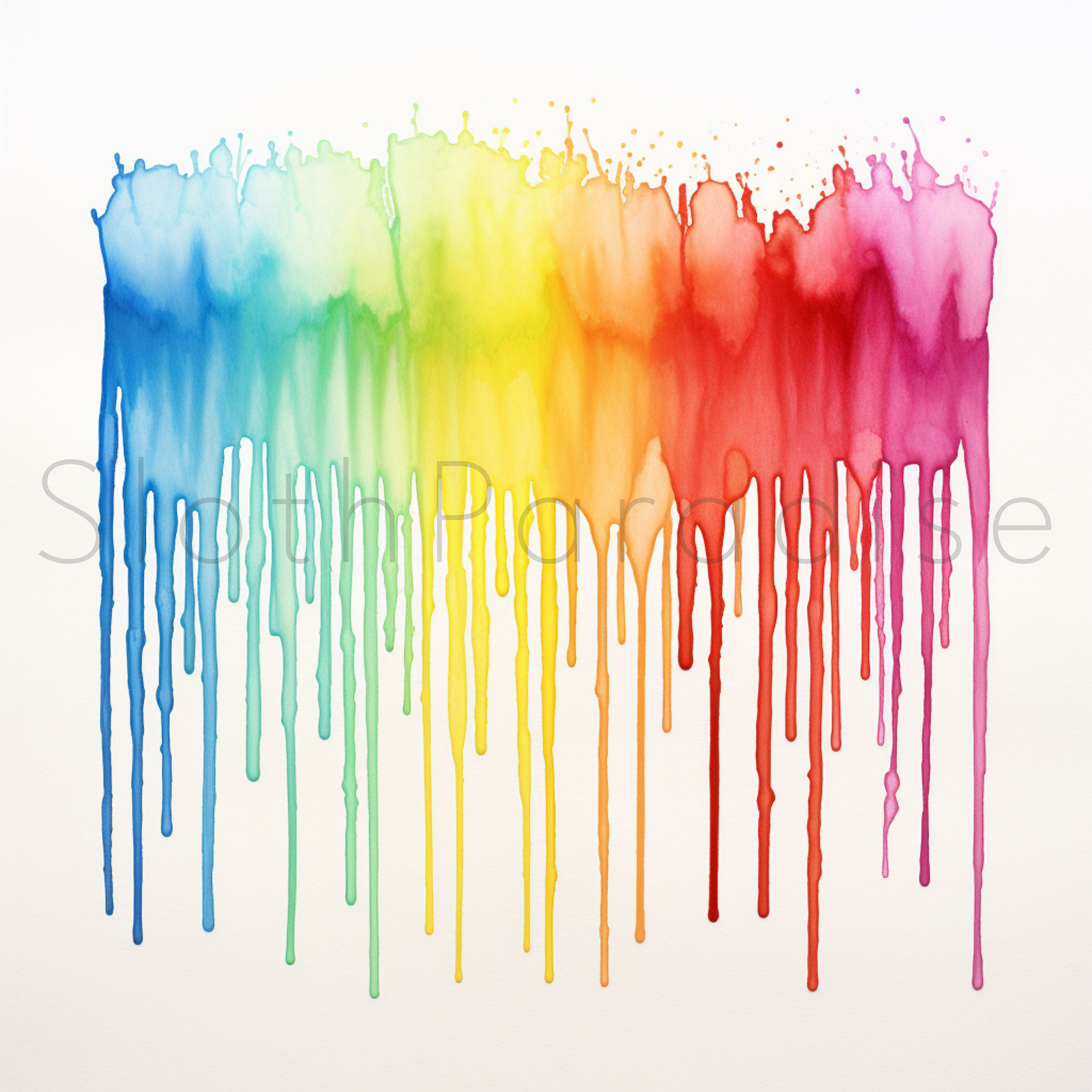 18 JPG Watercolor Rainbow Color Drips Digital Download Commercial Use ...