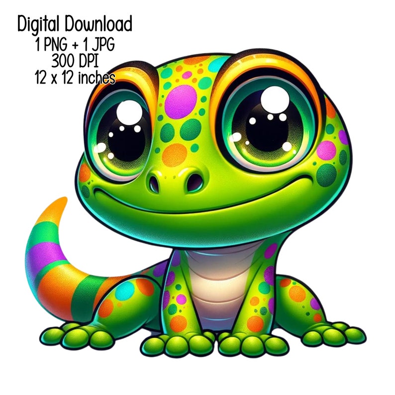 Gecko Lizard Cute and Green Children Clipart Illustration Commercial ...