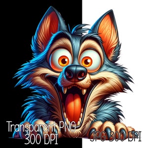 Surprised Silly Wolf Clipart Illustration - Digital Download ...