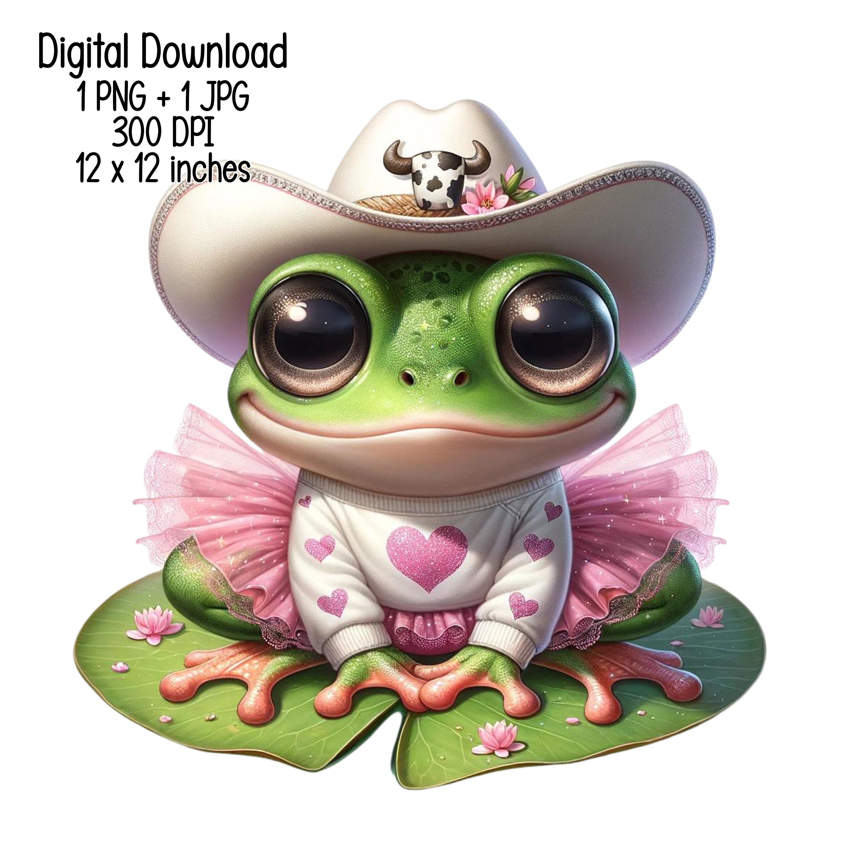 Funny Humorous Cute Girly Cowgirl Green Frog Digital Download ...