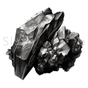 10 PNG Obsidians Crystal Transparent Watercolor Clipart Digital ...