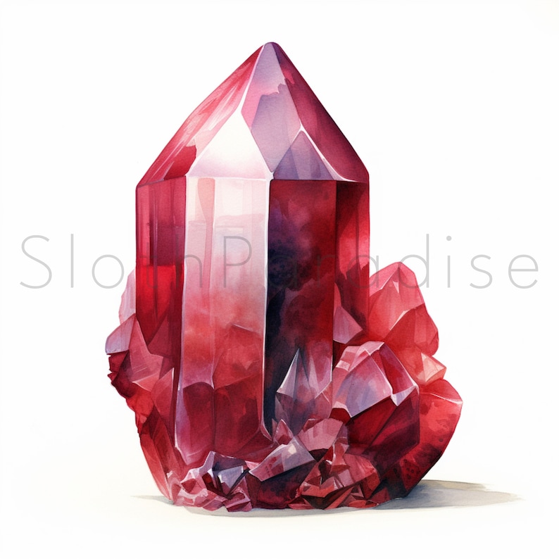 16 JPG Watercolor Ruby Crystal Clipart Digital Download - Etsy
