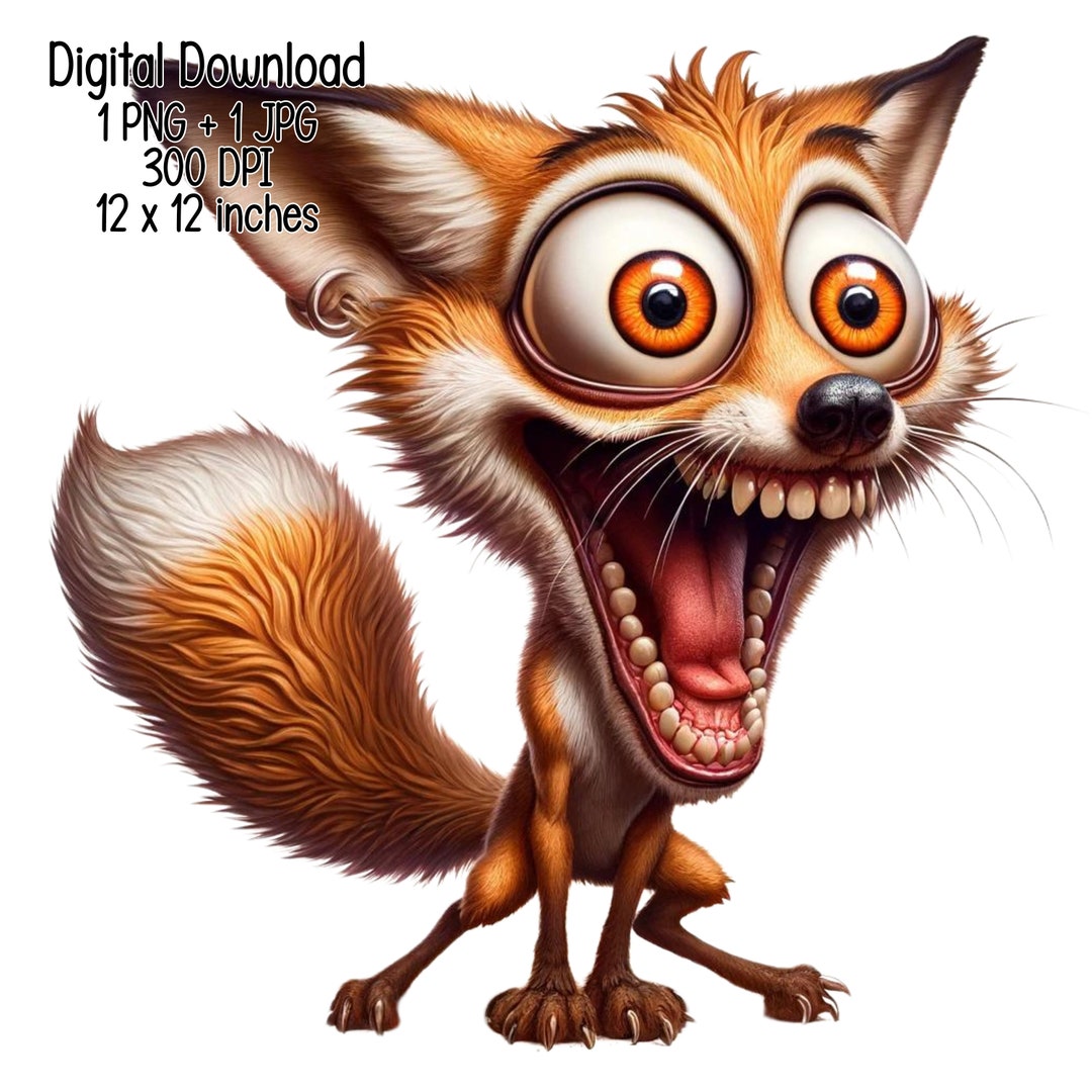 Crazy Fox Humorous Illustration | Digital Download | Funny Animal ...