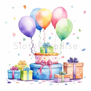 20 JPG Birthday Party Theme Pastel Watercolor Digital Download ...