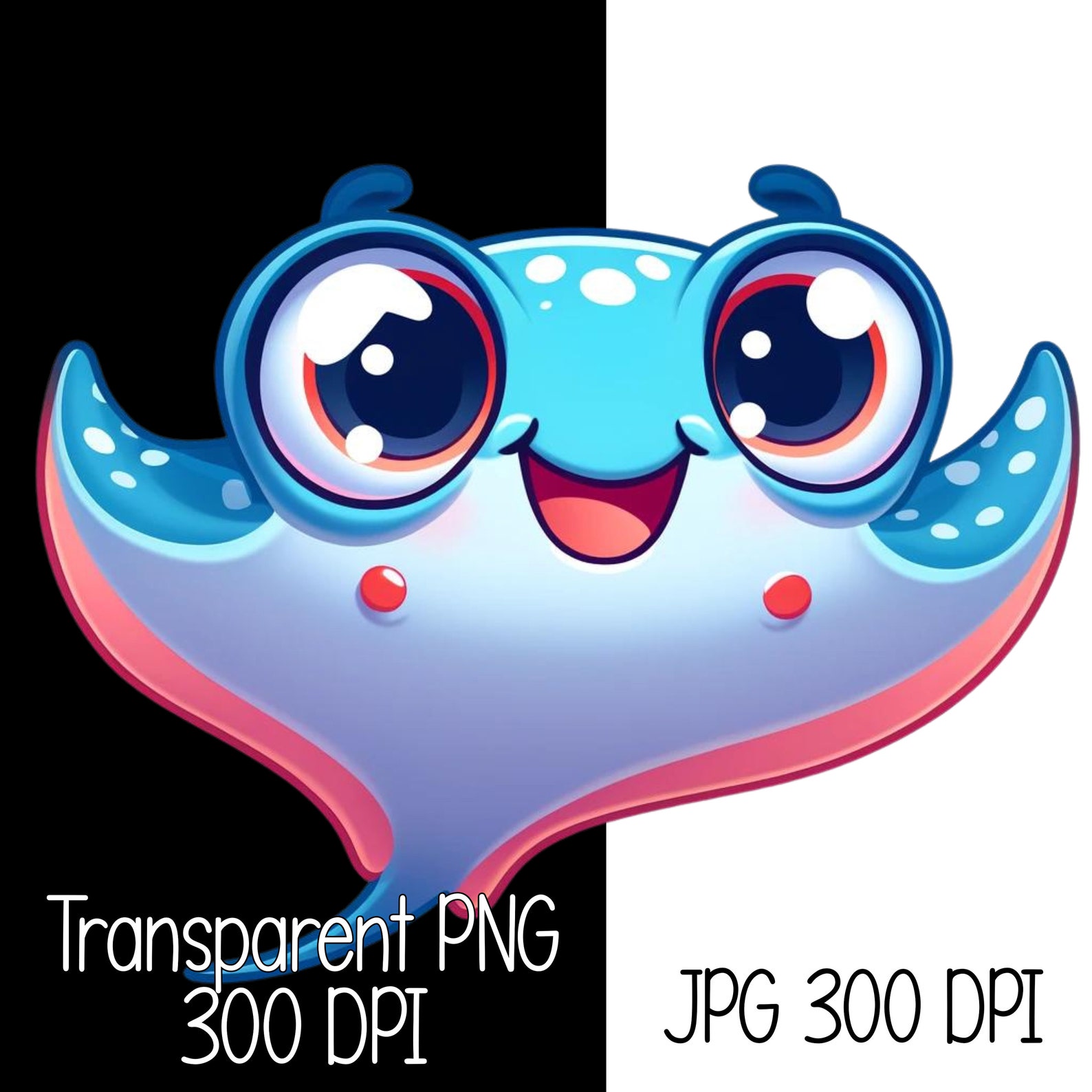 Giant Manta Ray Cute Children Clipart Illustration Sea Animals ...