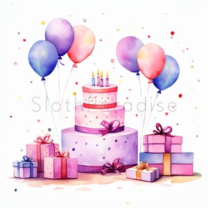 20 JPG Birthday Party Theme Pastel Watercolor Digital Download ...