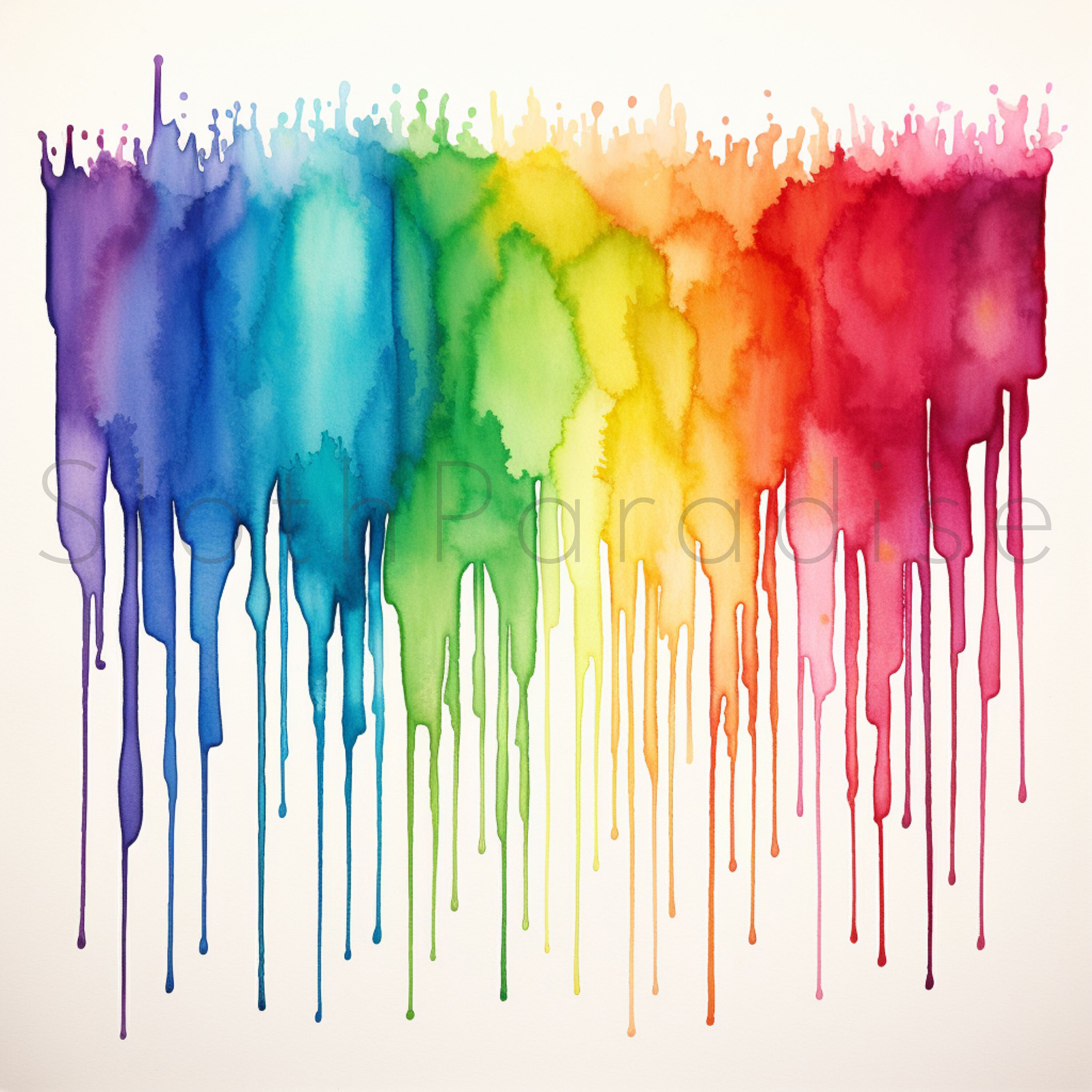 18 JPG Watercolor Rainbow Color Drips Digital Download Commercial Use ...