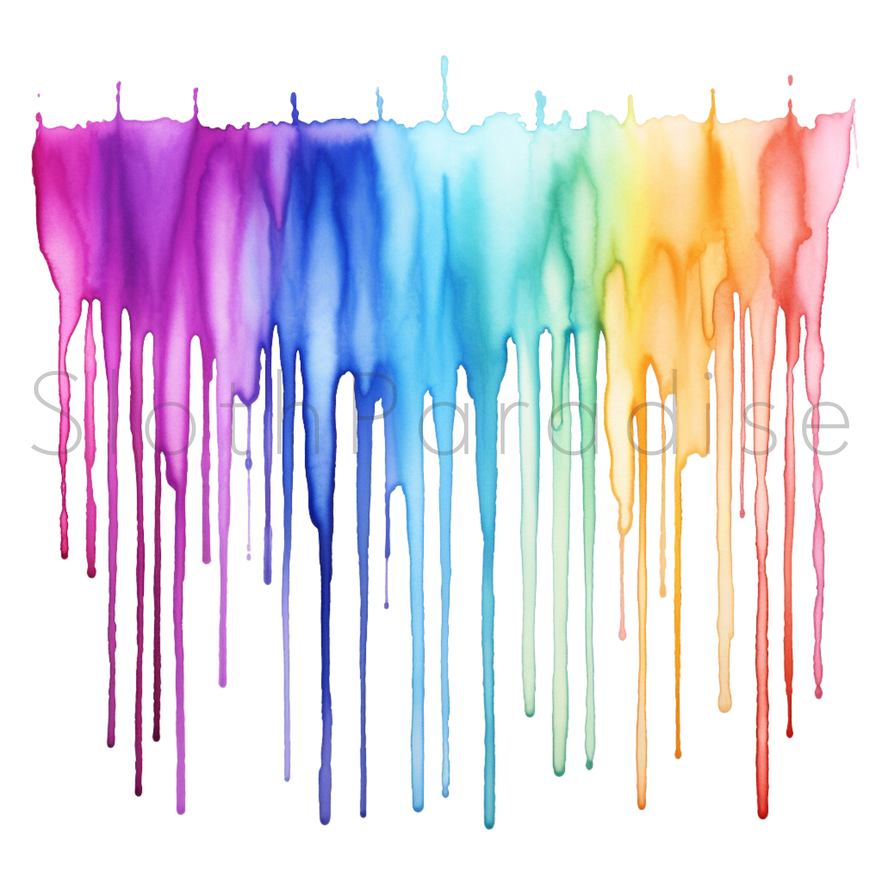 16 PNG Watercolor Rainbow Color Drips Transparent Watercolor Clipart ...