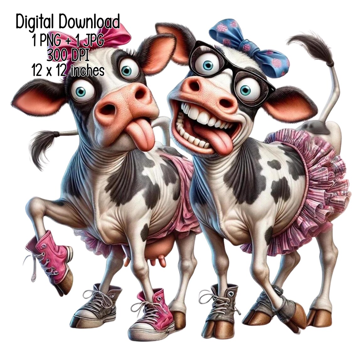 Funny Cows Besties Illustration Digital Download Funny Animal Clipart ...