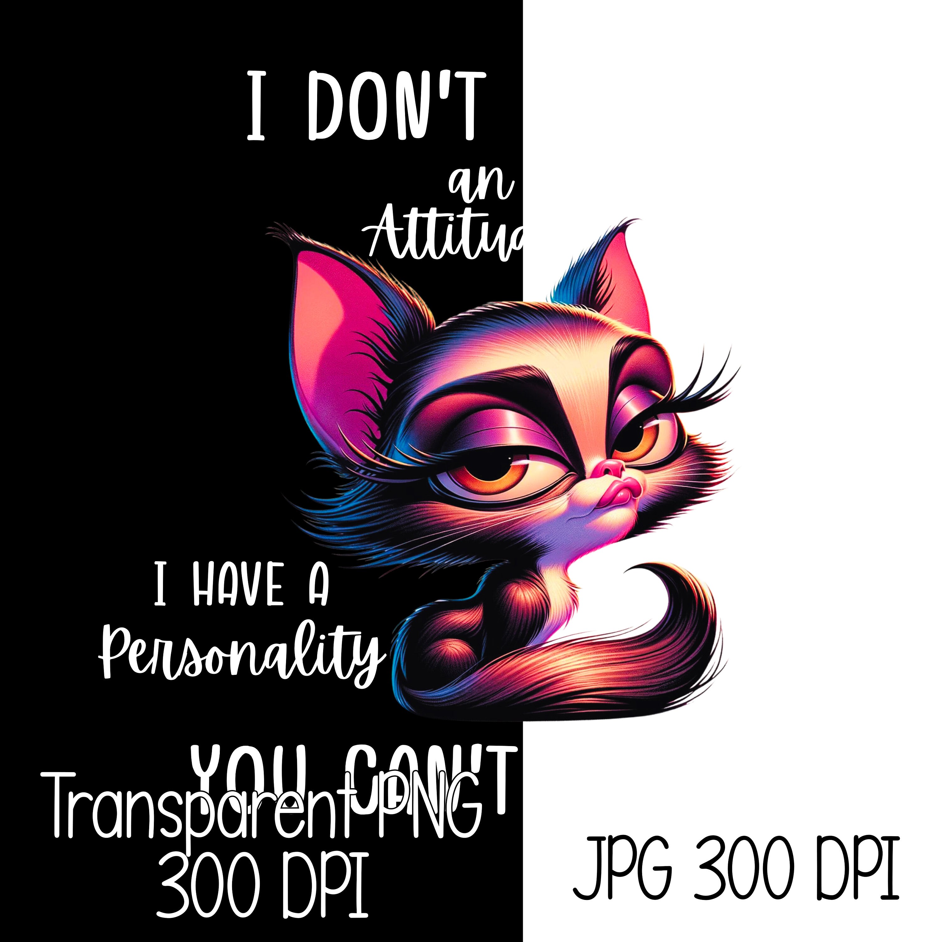 Sarcastic Sassy Attitude Clipart Illustration Sassy Cat Commercial Use ...