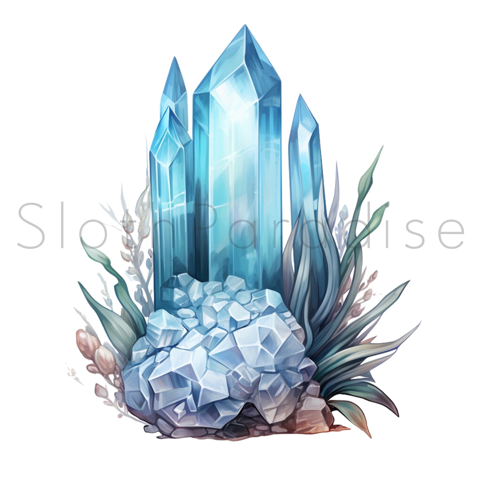14 PNG Fluorite Crystal Transparent Watercolor Clipart Digital Download ...