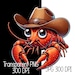 Texan Crayfish Wearing a Cowboy Hat Watercolor Clipart Commercial Use ...