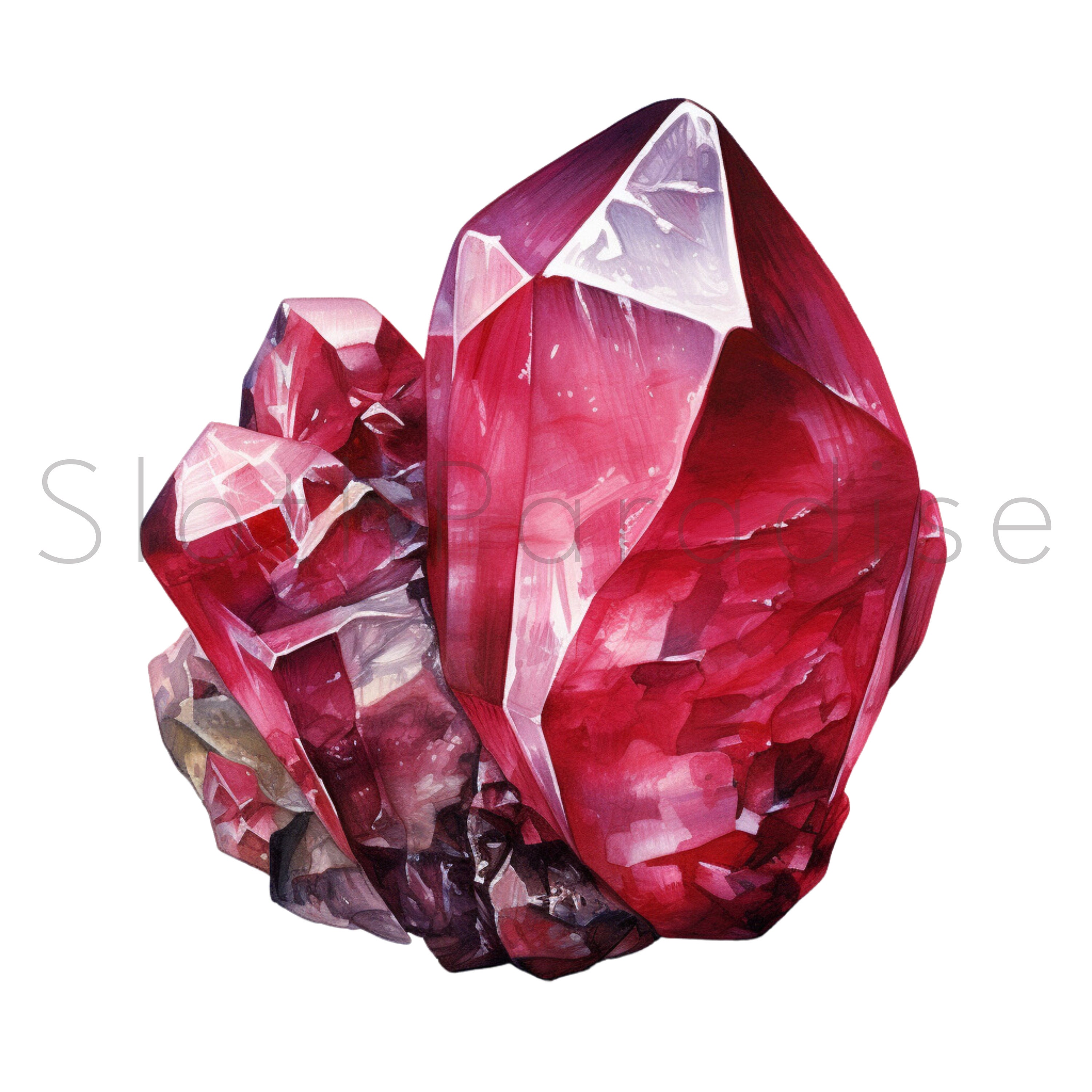 16 PNG Ruby Crystal Transparent Watercolor Clipart Digital Download ...