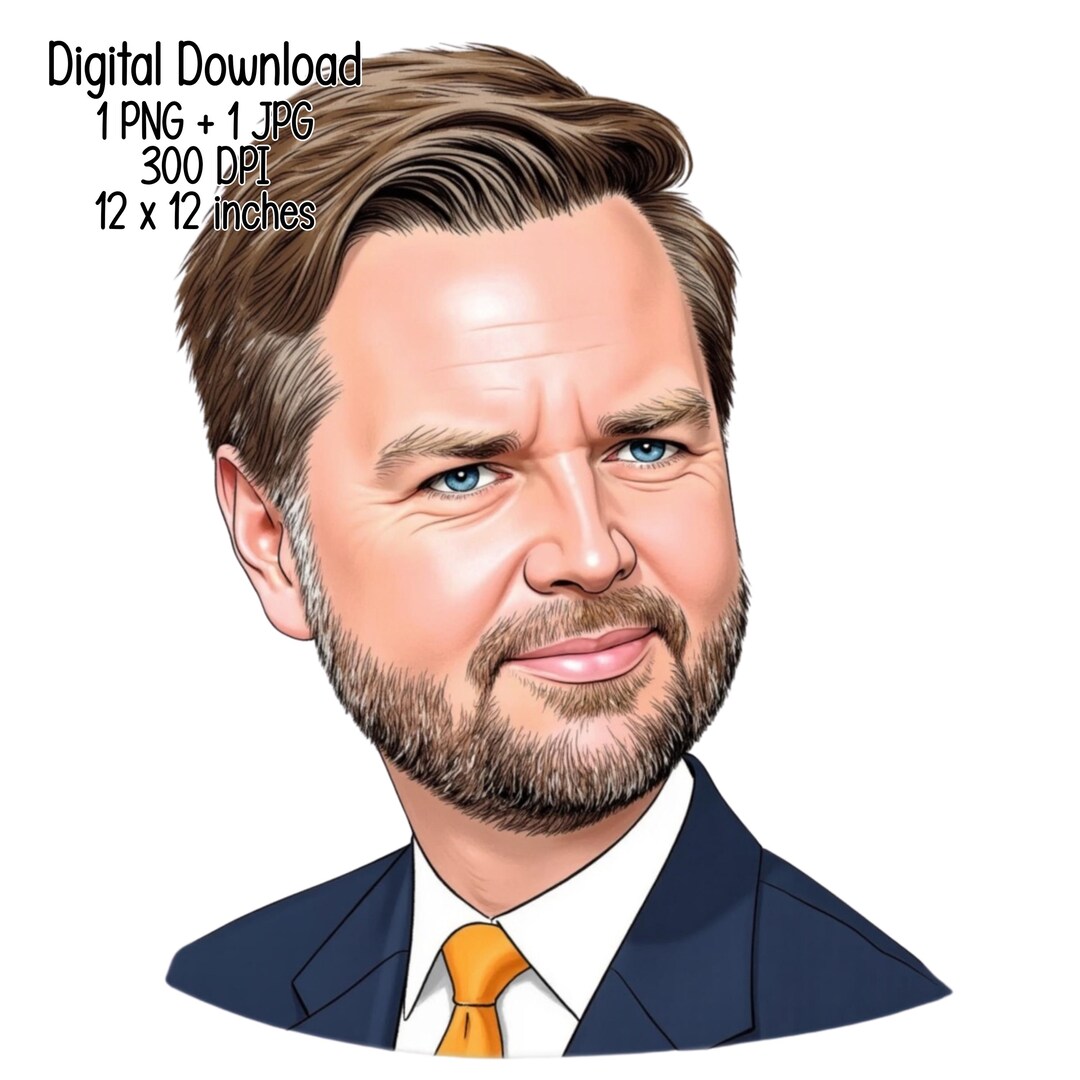 JD Vance Portrait Digital Download Clipart Illustration Commercial Use ...