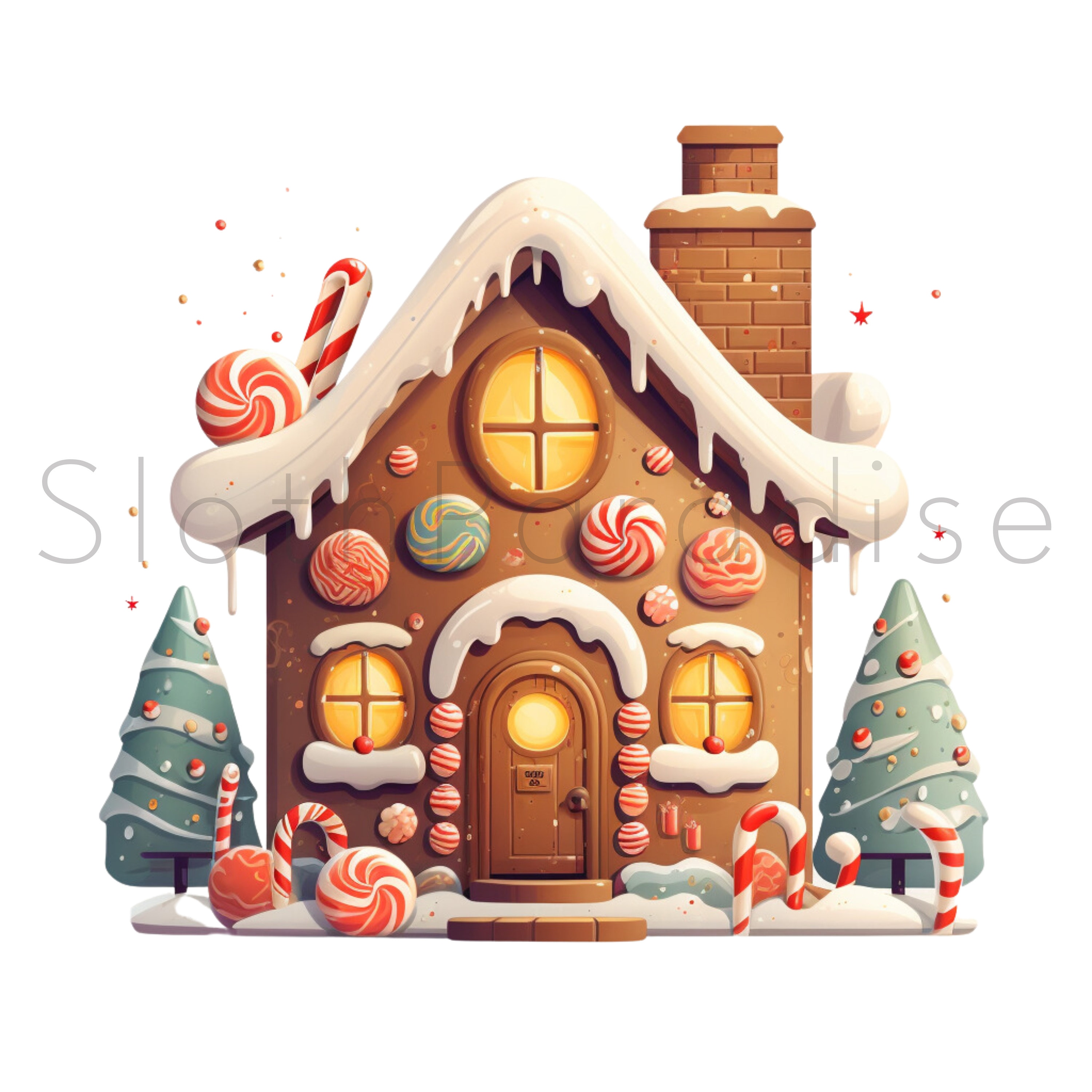 8 PNG Christmas Cookie House Transparent Watercolor Clipart Digital ...
