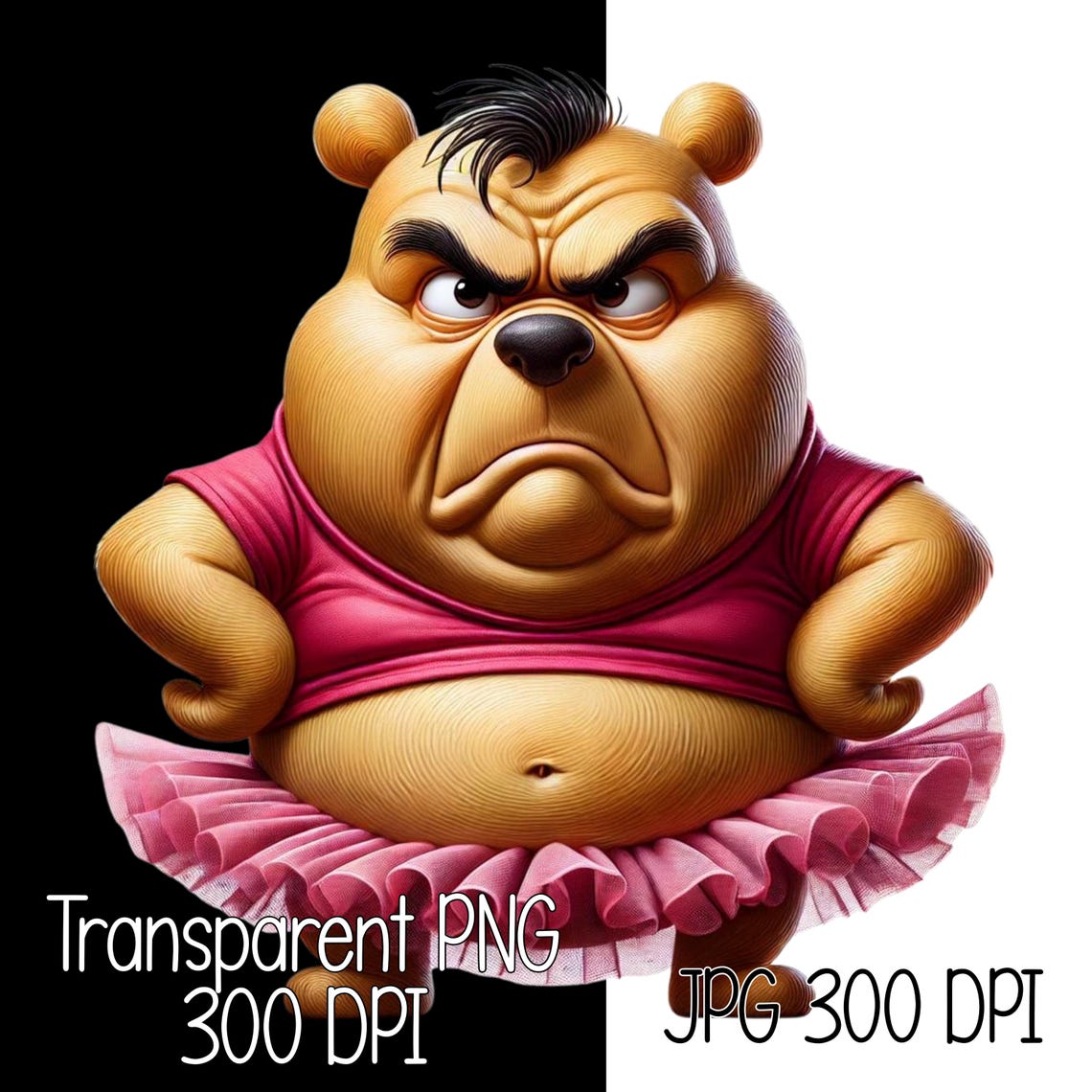 Grumpy Vinnie the Pooh Humorous Clipart Illustration, Digital Download ...