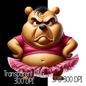 Grumpy Vinnie the Pooh Humorous Clipart Illustration, Digital Download ...