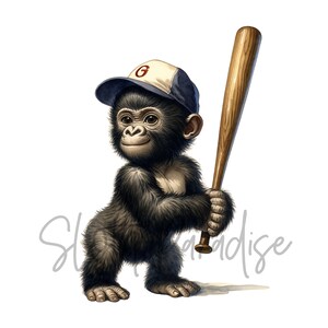 10 Baseball Animals Pngs Transparent Watercolor Clipart Digital ...