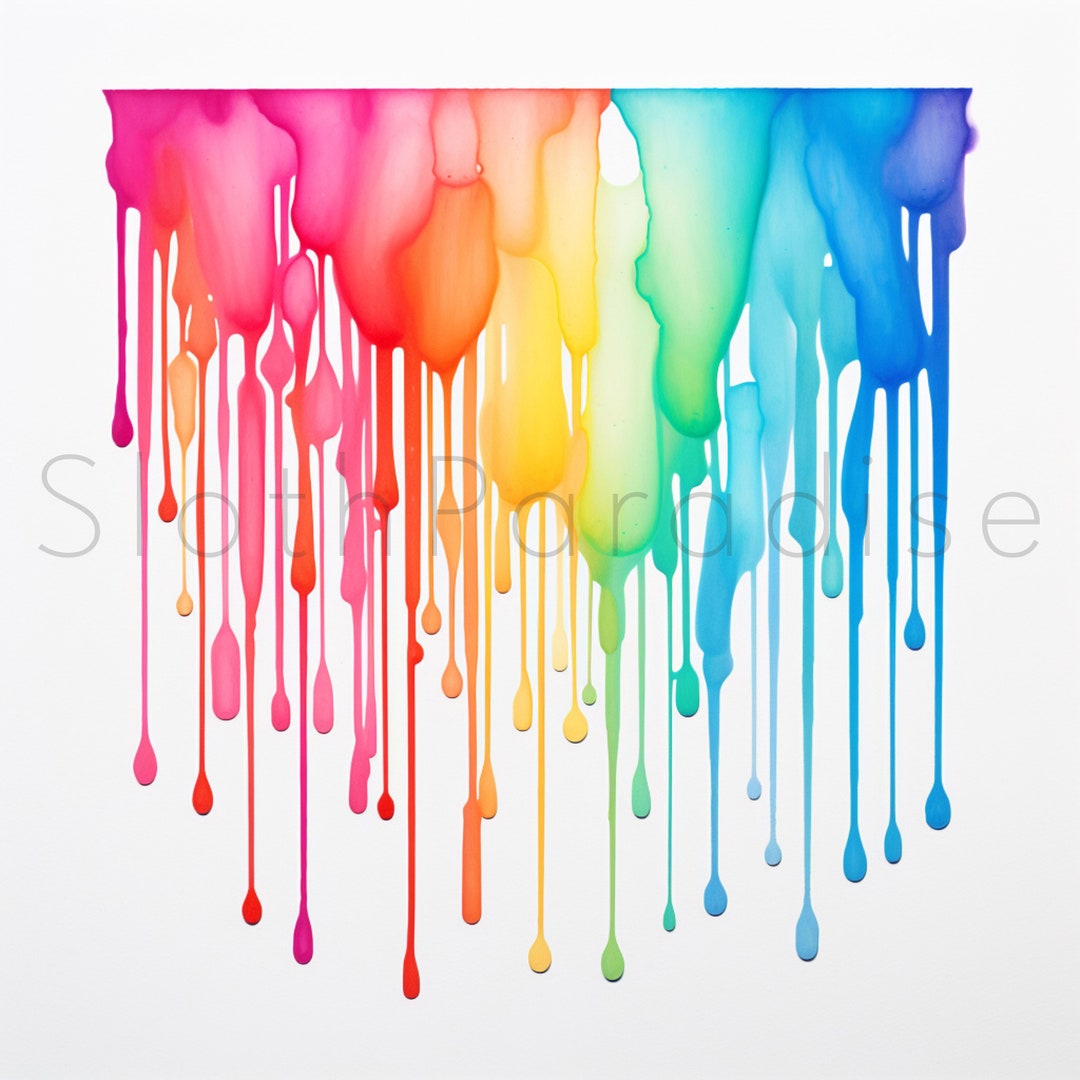 18 JPG Watercolor Rainbow Color Drips Digital Download Commercial Use ...
