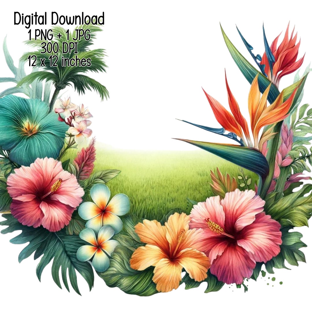 Hibiscus Flower Arrangement Digital Download Adorable Hawaiian Flower ...