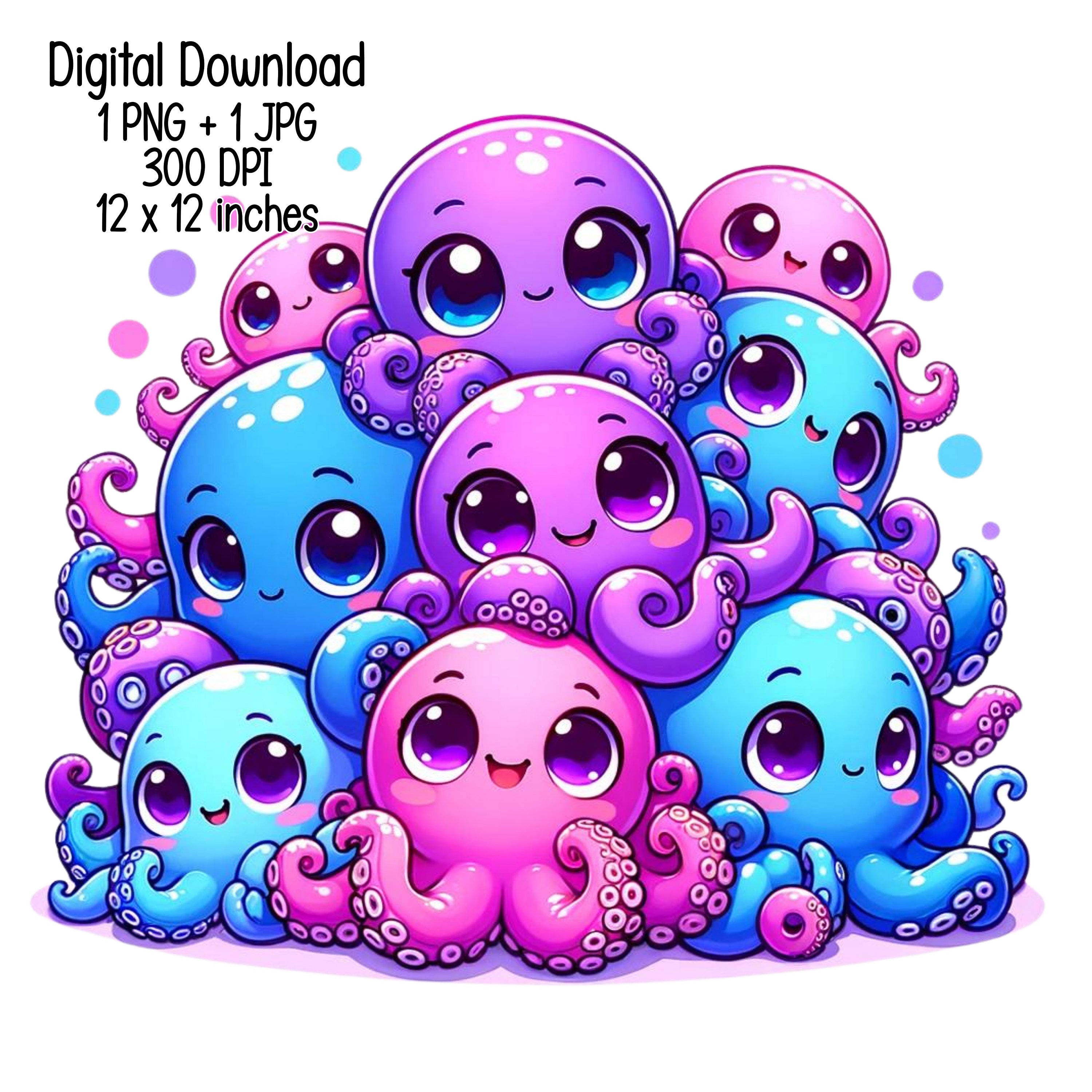 Pile of Octopus Blue and Pink Kids School Clipart Illustration ...