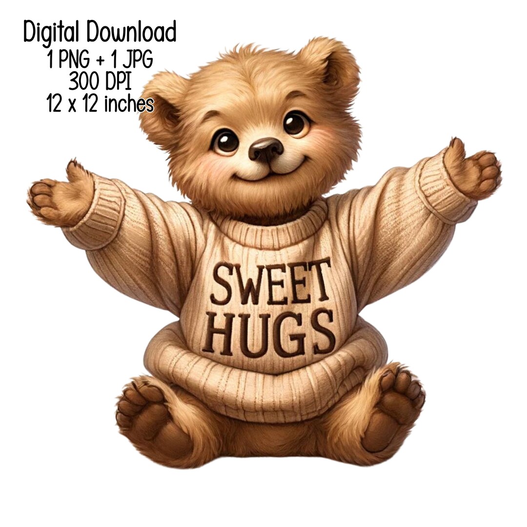 Cute Bear Sweet Hugs Clipart Illustration Commercial Use Sublimation ...