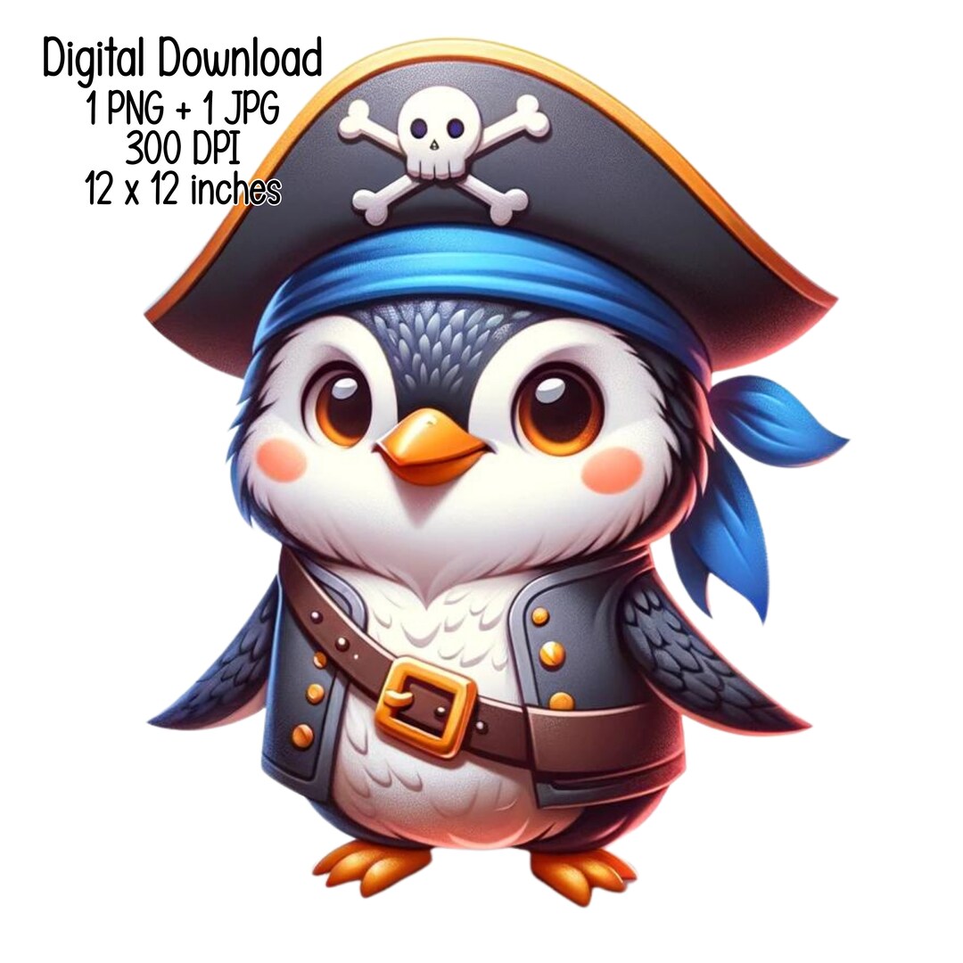Pirate Penguin Clipart Children's Illustration Commercial Use ...