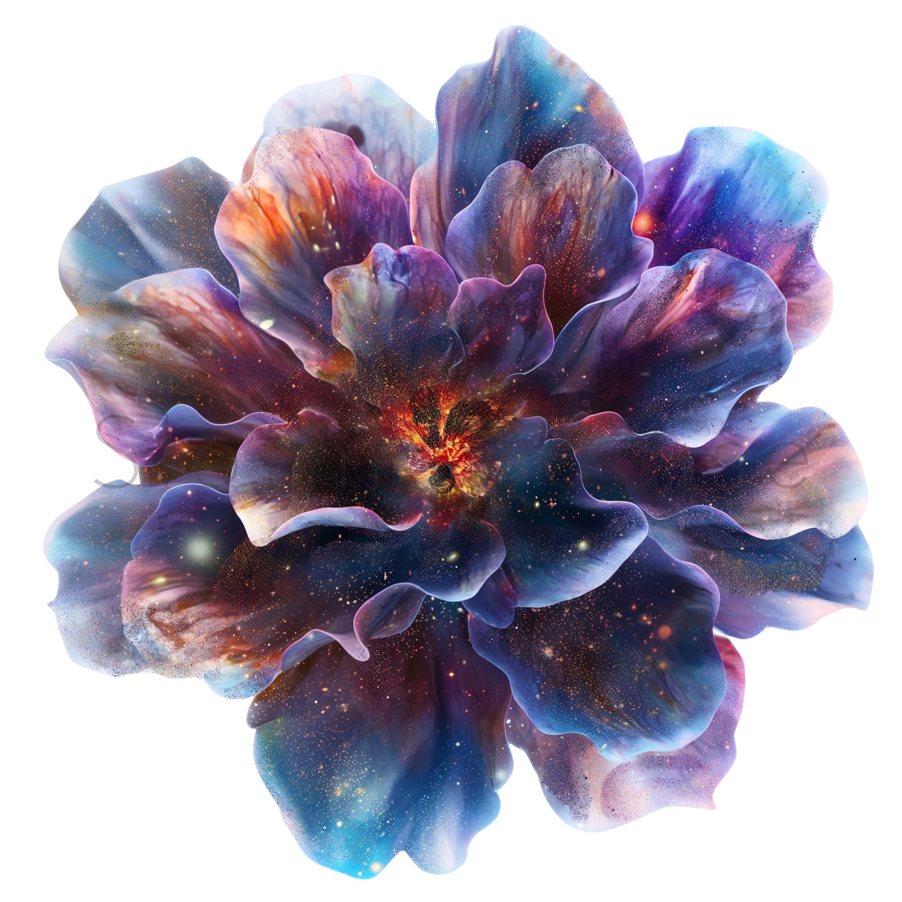 10 Abstract Galaxy Flower Clipart | Cosmos Blue Floral Print ...