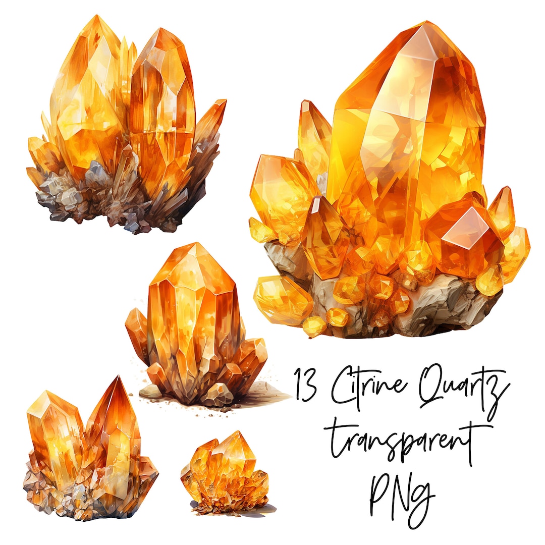 13 PNG Citrine Quartz Crystal Transparent Watercolor Clipart Digital ...