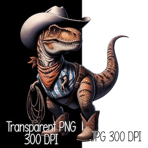 T-rex as Texan Clipart Illustration Dinosaur Cowboy Commercial Use ...