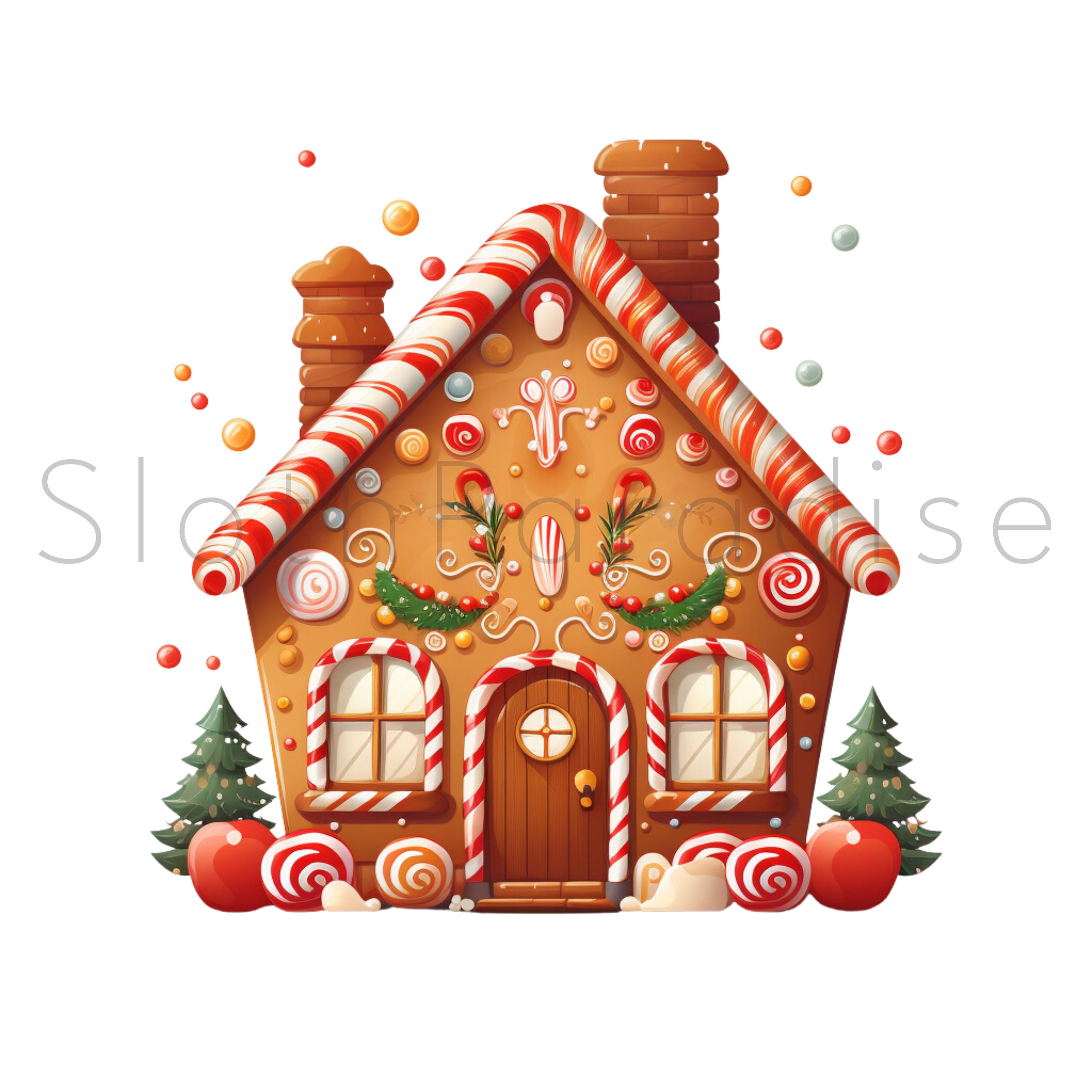 8 PNG Christmas Cookie House Transparent Watercolor Clipart Digital ...