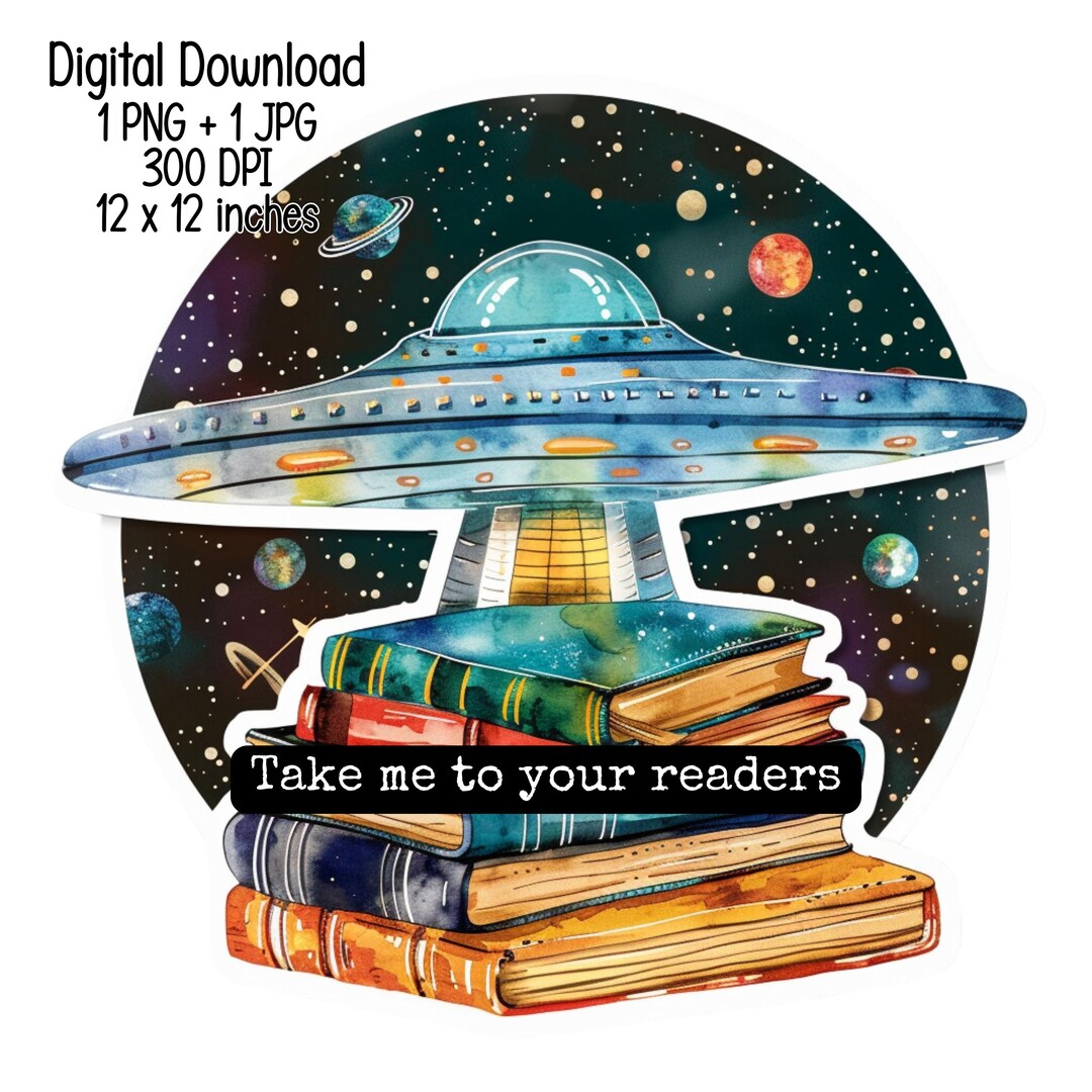 Take Me to Your Readers UFO Invasion Clipart Illustration, Digital ...