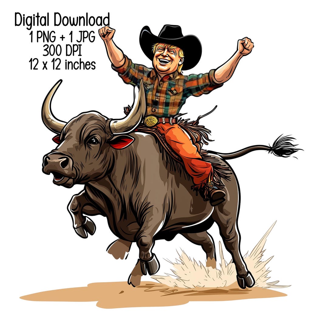 Trump Rodeo on a Bucking Bull Clipart - Digital Download Illustration ...