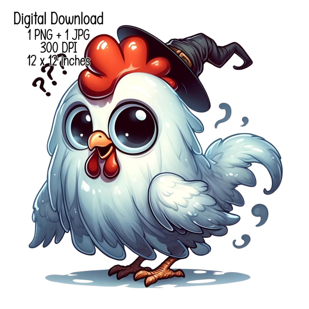 Adorable Rooster Ghost Witch Hat Transparent PNG JPG Cute Halloween ...