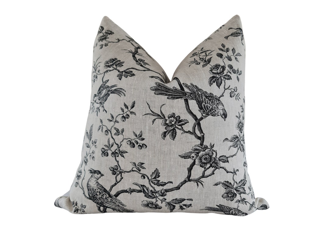 LUCY Botanical Print Linen Cushion Cover Floral Linen - Etsy