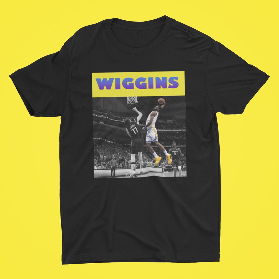 Andrew Wiggins Slam Dunk Warriors T-Shirt Black & White with Color ...