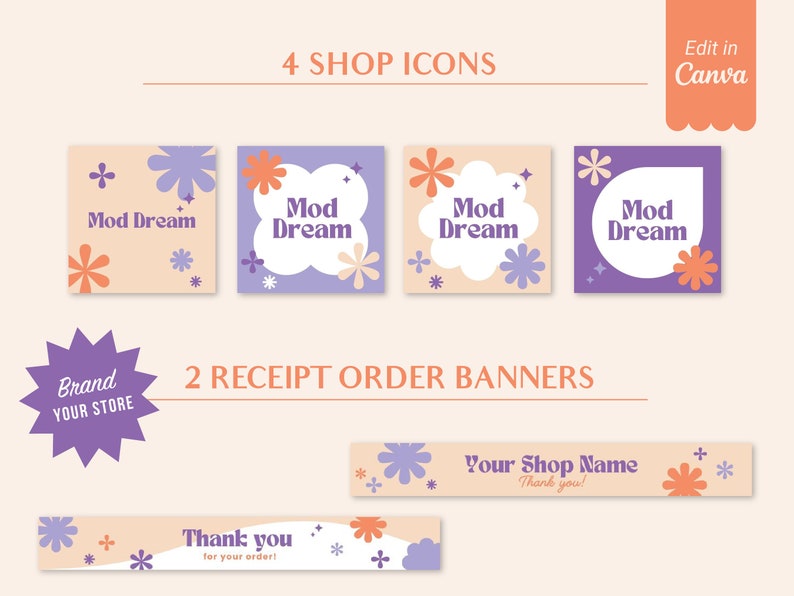 Etsy Shop Branding Kit: Mod Dream Canva Templates (digital Download) - Etsy