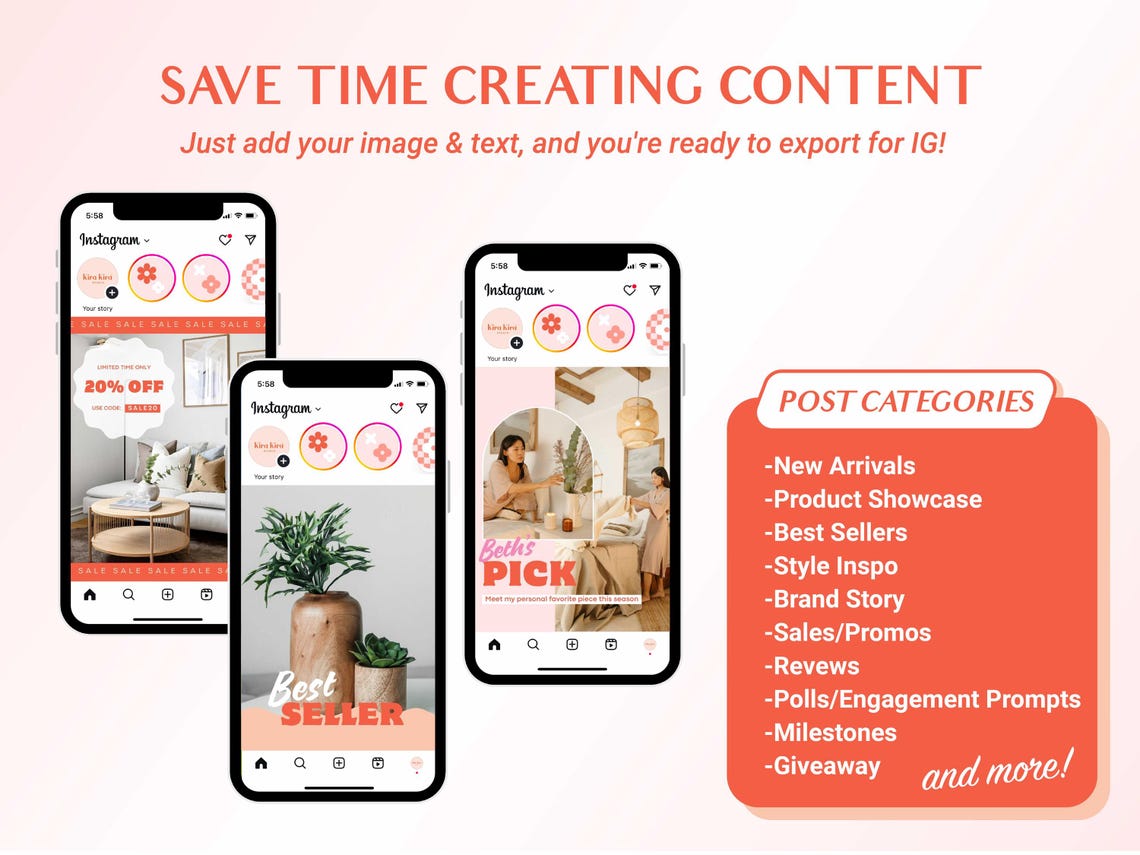 Playful Pink Checker Instagram Templates: Small Business Canva Design ...