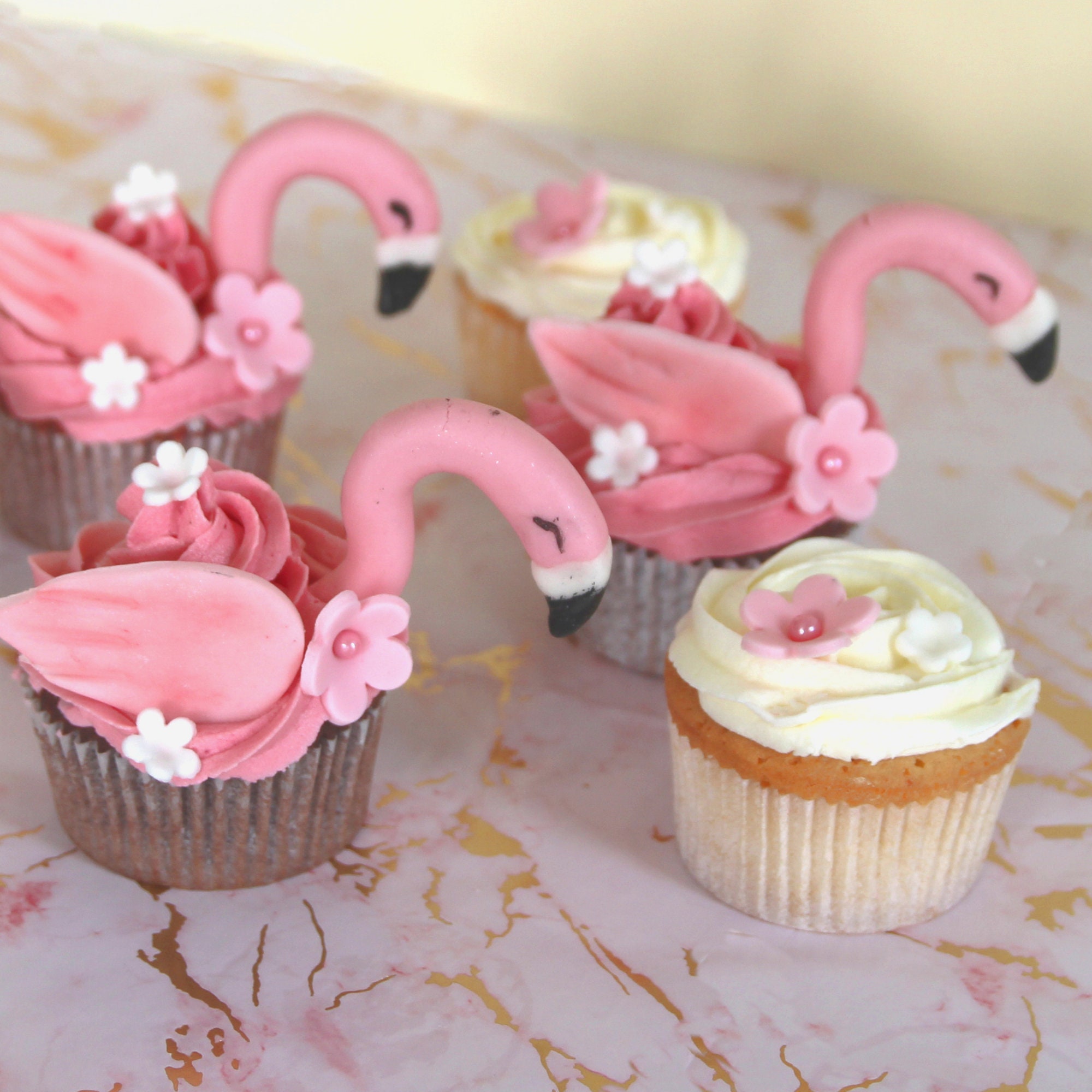 Pink Flamingo Edible Cupcake Toppers Fondant Cupcake Toppers - Etsy ...