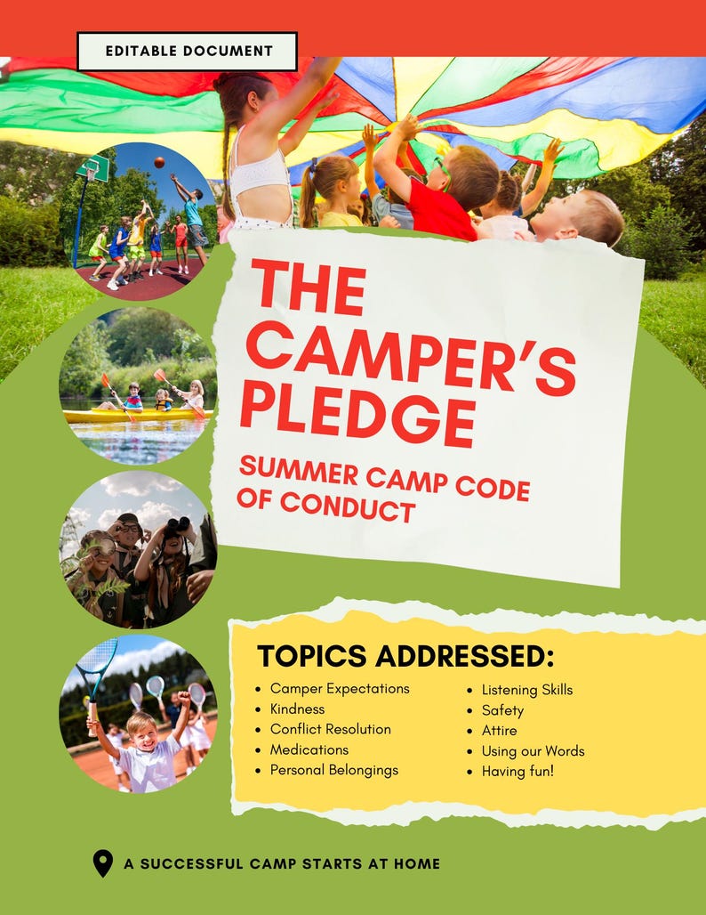 Editable Completed Summer Camp Paperwork Packet - Etsy